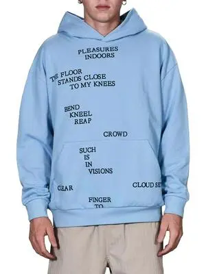 PLEASURES Graphic Print Fleece Hoodie - Blue