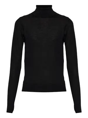 Dsquared2 Wool Turtleneck With Embroidered Logo - Black