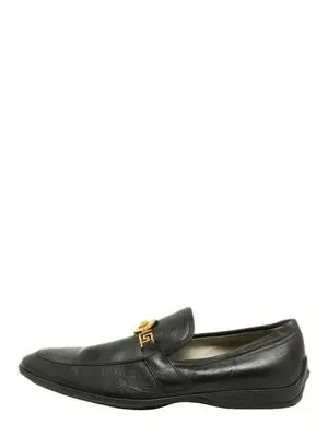 Versace Medusa Buckle Leather Loafers - Black