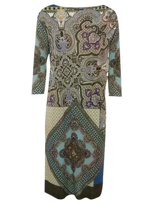 Etro Paisley Print Midi Dress - Blue