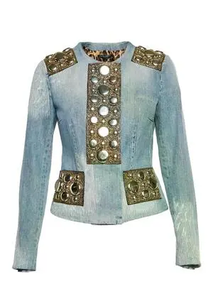 Dolce & Gabbana Embellished Denim Jacket - Blue
