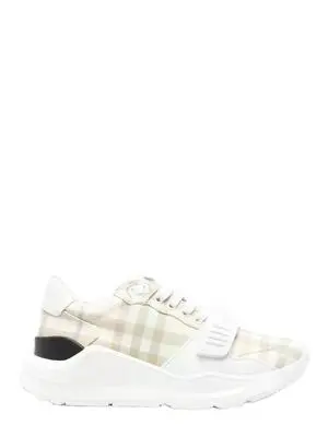 Burberry Check-pattern Touch-strap Sneakers - Neutrals
