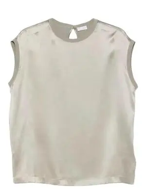 Brunello Cucinelli Monili Satin Top - Green