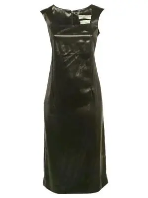 Bottega Veneta Faux-leather Square Neck Sleeveless Dress - Black