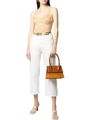 Alberta Ferretti Embroidered Silk Cami - Neutrals