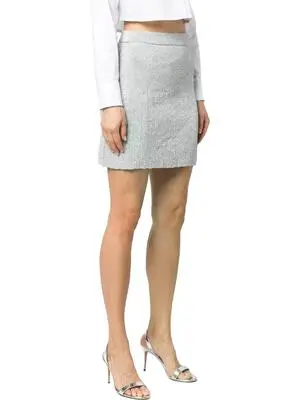 Alberta Ferretti Metallic Ribbed Mini Skirt - Silver