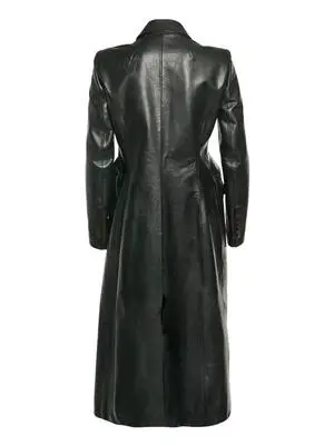 Balenciaga Hourglass Leather Trench Coat - Black