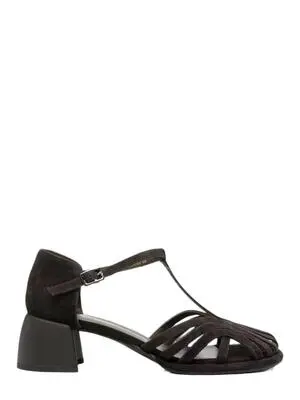 ADRIANNA FERETTI Suede T-bar Sandals - Brown