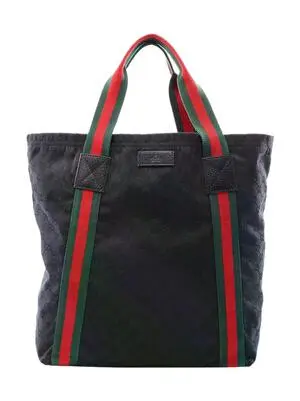 Gucci Gucci GG Canvas Web Tote Bag Black