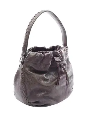 Bottega Veneta Intrecciato Trimmed Drawstring Handbag - Brown