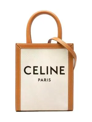 Celine Canvas Vertical Cabas Tote Satchel - Brown