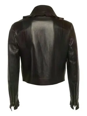 Fendi Floral Embellished Leather Jacket - Black
