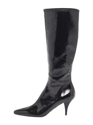 Prada Pointed Toe Stiletto Heel Boots - Black