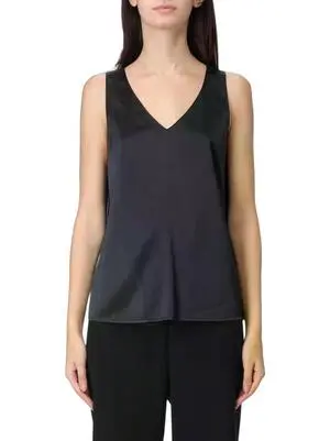 Emporio Armani V-neck Satin Tank Top - Black