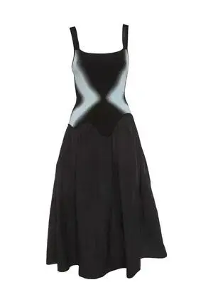Ph5 Elsa Mixed-media Midi Dress - Black