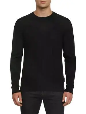 Emporio Armani Crew Neck Fine Knit Long Sleeve T-shirt - Black