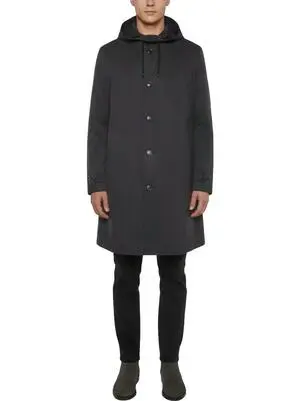 Burberry Single-breasted Hooded Coat - Grey