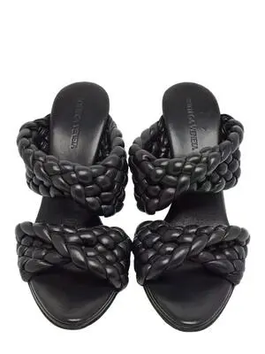 Bottega Veneta Woven Leather Heeled Sandals - Black