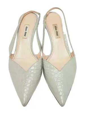 Miu Miu Croc-embossed Slingback Pumps - Blue