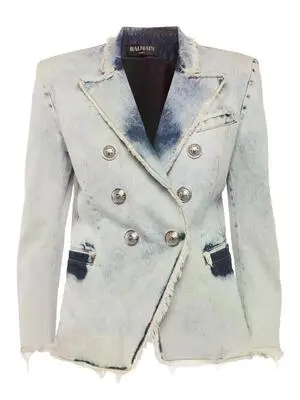 Balmain Double-breasted Denim Jacket - Blue