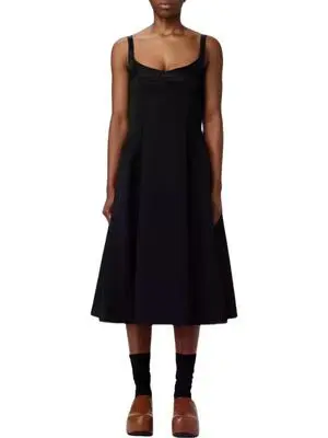 Marni Virgin Wool Frayed-edge Midi Dress - Black