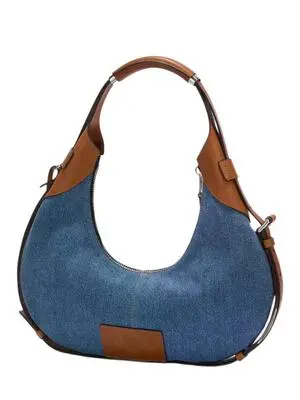 Moschino Denim Shoulder Bag With Leather Trim - Blue