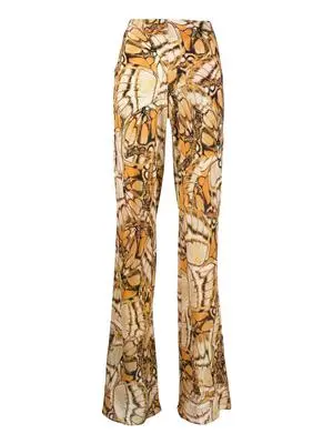 Alberta Ferretti Silk Palazzo Trousers - Neutrals