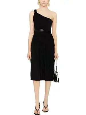 Alberta Ferretti One-shoulder Flared Midi Dress - Black