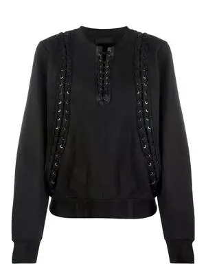 DIESEL® Lace-up Rib-trimmed Sweatshirt - Black