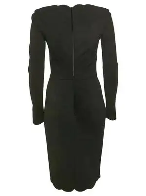 Valentino Garavani Wool Mini Dress With Scalloped Trim - Black