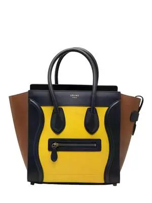 Celine Micro Tricolor Leather Luggage Tote Bag - Black