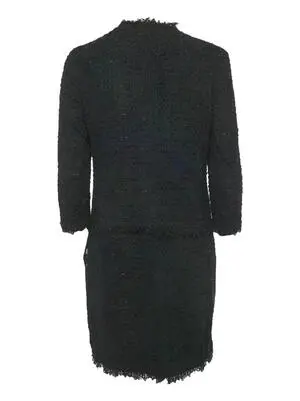 Giambattista Valli Frayed Tweed Coat - Black