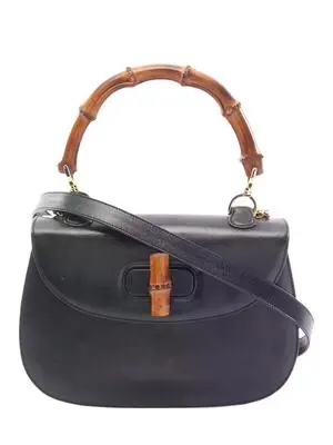 Gucci Gucci Calfskin Bamboo Night Satchel Black