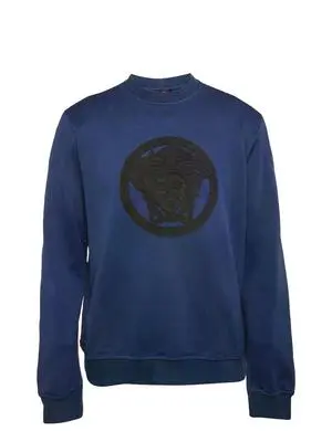 Versace Medusa Leather-trim Sweatshirt - Blue