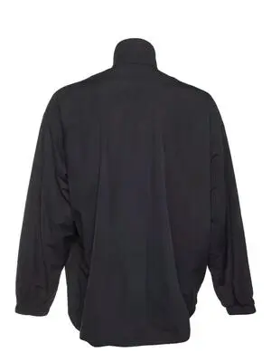 Balenciaga Oversized Logo Patch High Neck Zip Jacket - Black