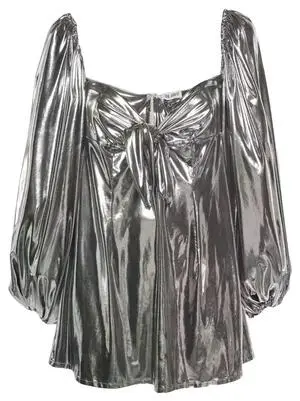 Attico Lamé Off-shoulder Mini Dress - Silver