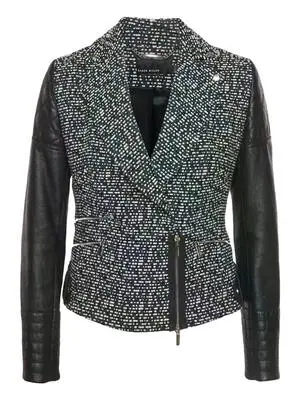 Karen Millen Tweed Biker Jacket - Black