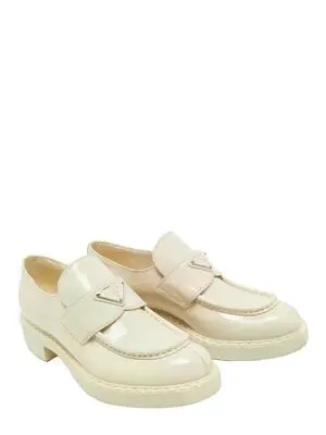 Prada Logo-plaque Patent Loafers - Neutrals