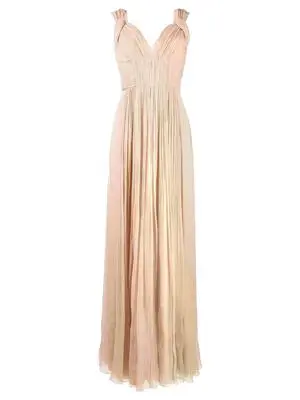 Alberta Ferretti Sleeveless Gathered Evening Dress - Neutrals