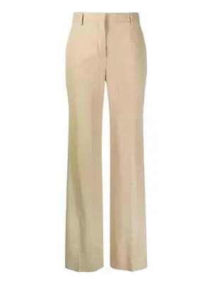 Alberta Ferretti Linen Blend Wide Leg Trousers - Neutrals