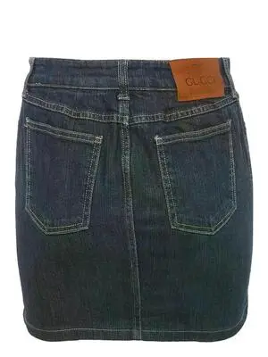 Gucci Logo-patch Denim Mini Skirt - Blue