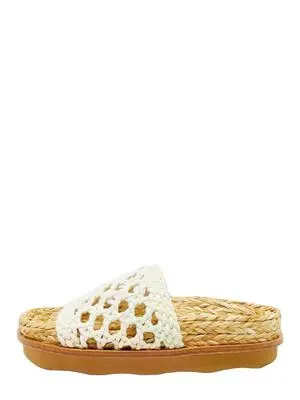 Chloé Woven Fabric Flat Slides - Neutrals