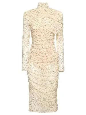 MAGDA BUTRYM Magda Butrym Draped Stretch Silk Midi Dress With All Over Print