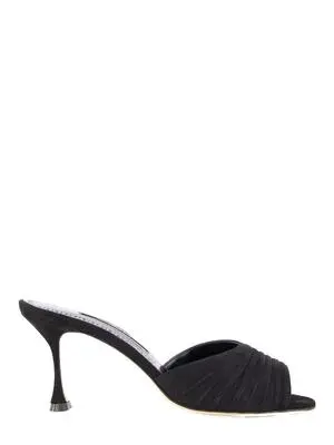 Manolo Blahnik Manolo Blahnik Pirua Suede 70mm Mule Heels Black