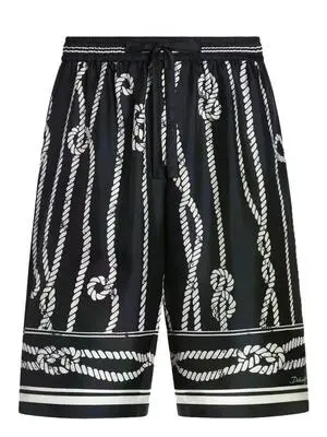 Dolce & Gabbana Marina Print Silk Twill Bermuda Shorts - Blue