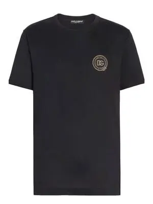 Dolce & Gabbana Cotton T-shirt With Patch - Blue