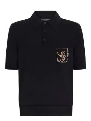 Dolce & Gabbana Virgin Wool Polo Shirt With Logo - Blue