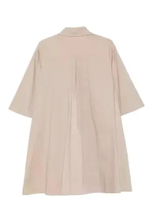 MOUTAKI MOUTAKI Beige Point Collar Short Sleeve Mini Shirt Dress