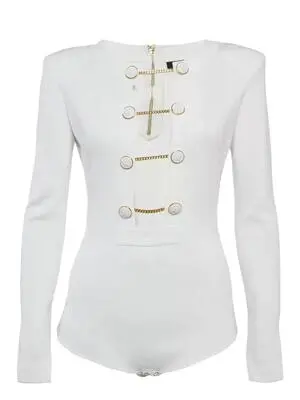 Elisabetta Franchi Ribbed Bodysuit - White