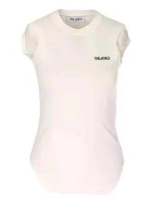 Attico Embroidered Logo T-shirt - Neutrals